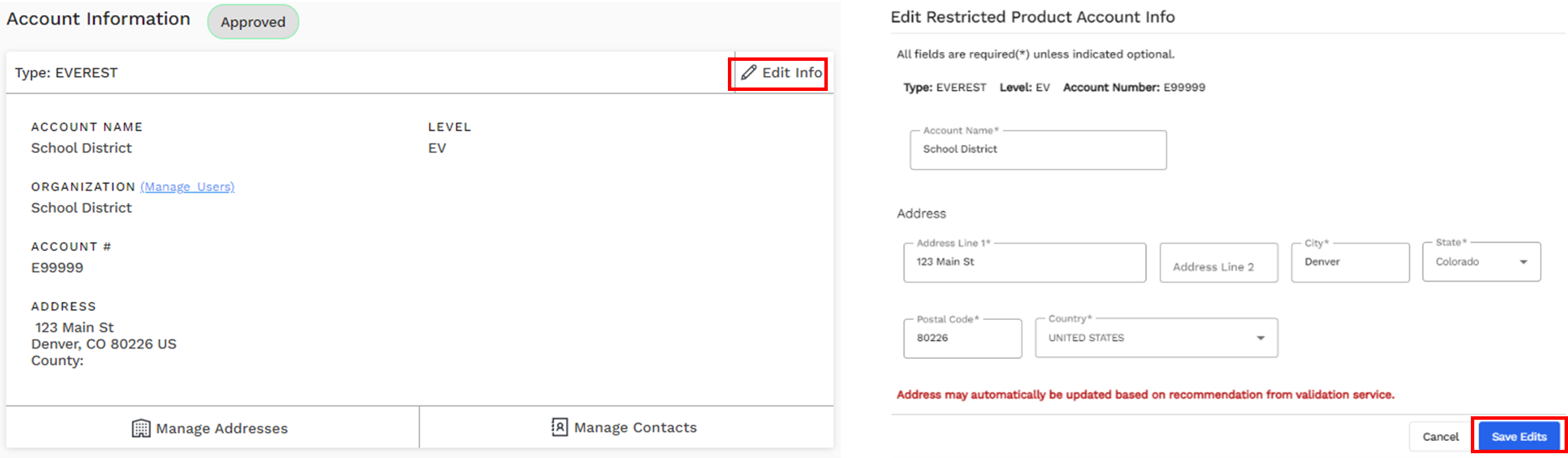 How to: Manage addresses and contacts – Restricted Product